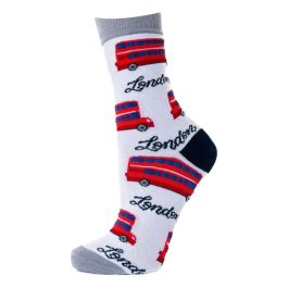 London Red Bus On White Man Ankle Socks | Macahel Accessories | Cheap ...